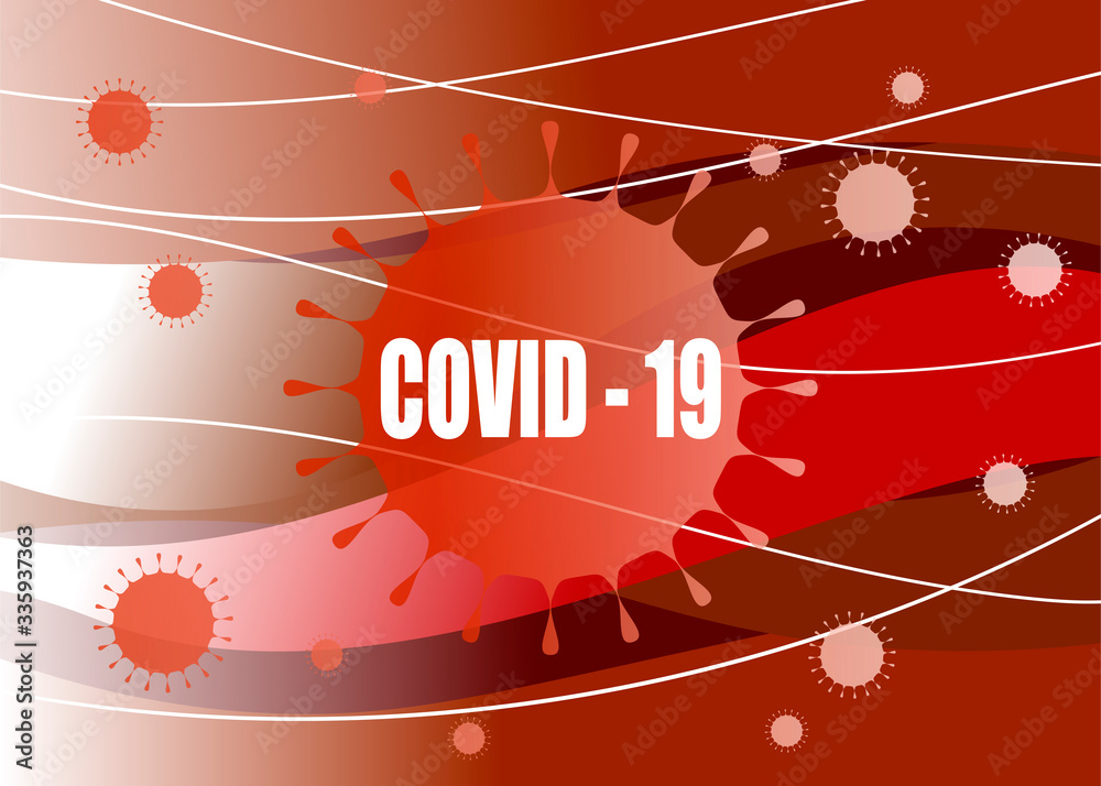 Medical background with viral cells depicting the Covid 19 pandemic ...