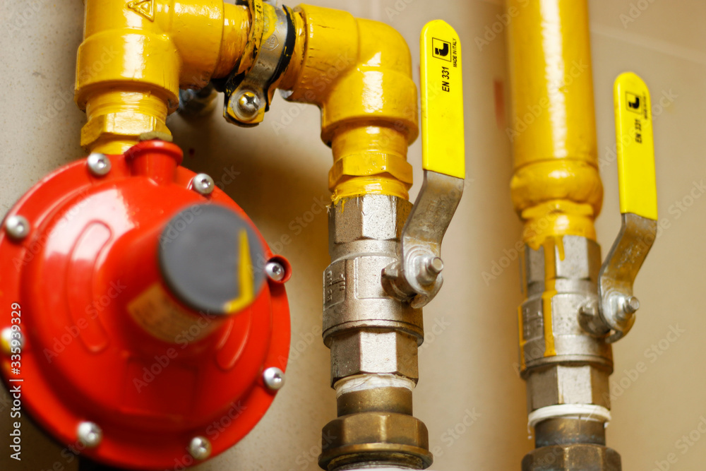 liquid petroleum gas( LPG ) pipe line with safety valve Stock Photo ...