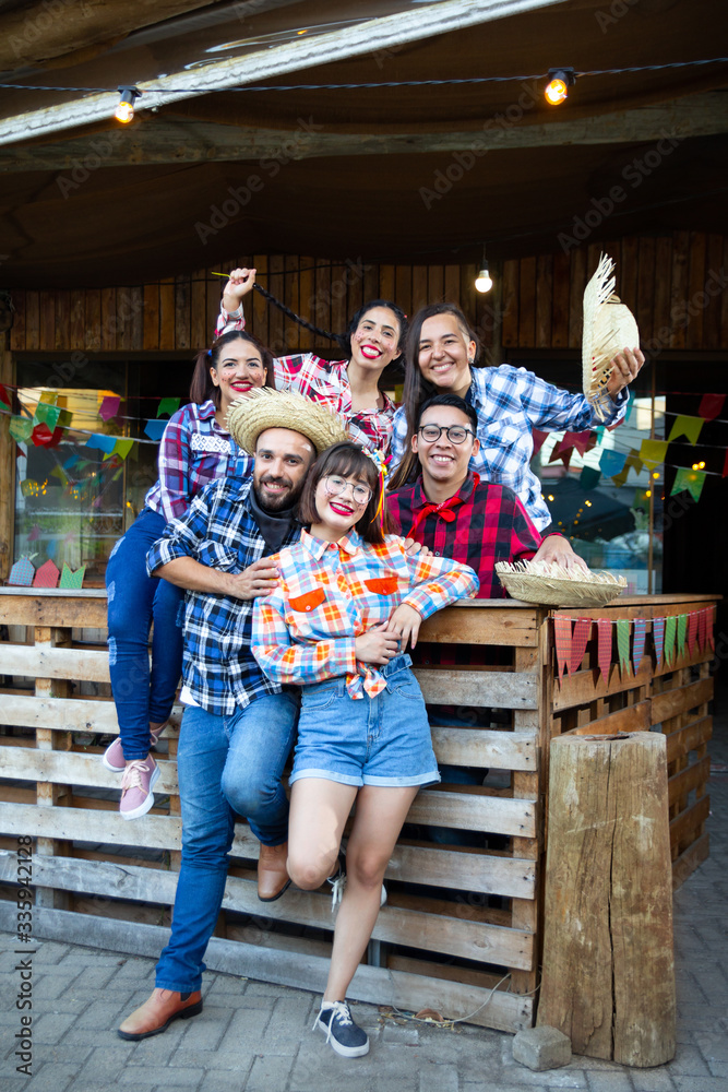 Festa Junina in Brazil, known as brazilian June Party. Happy men and ...