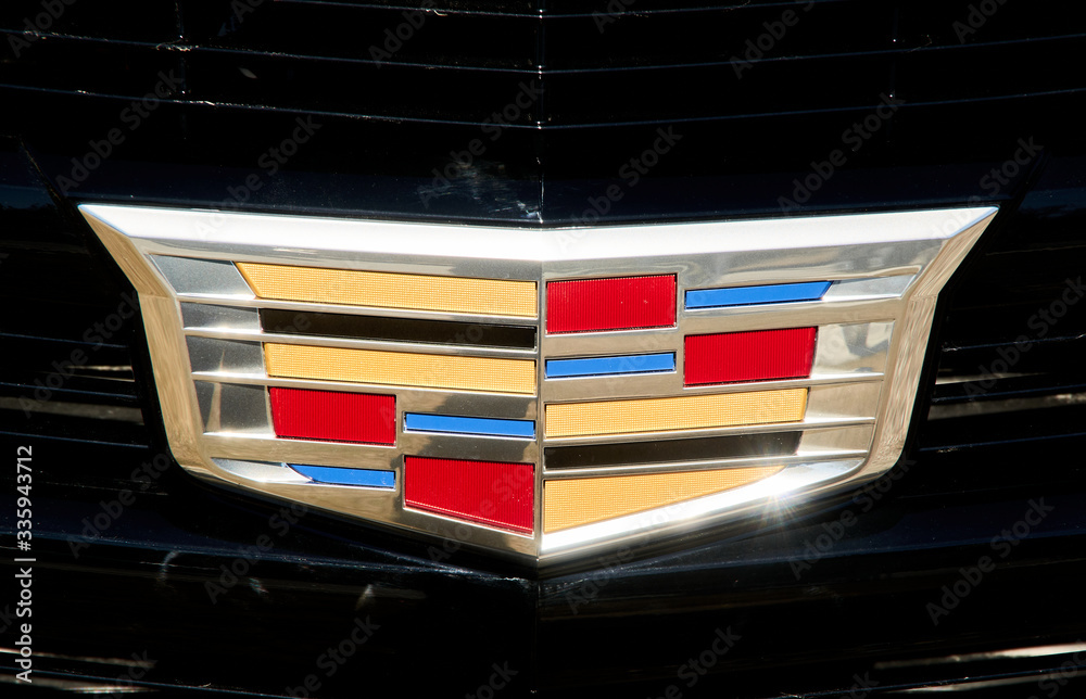Cadillac logo sign close-up. Stock Photo | Adobe Stock