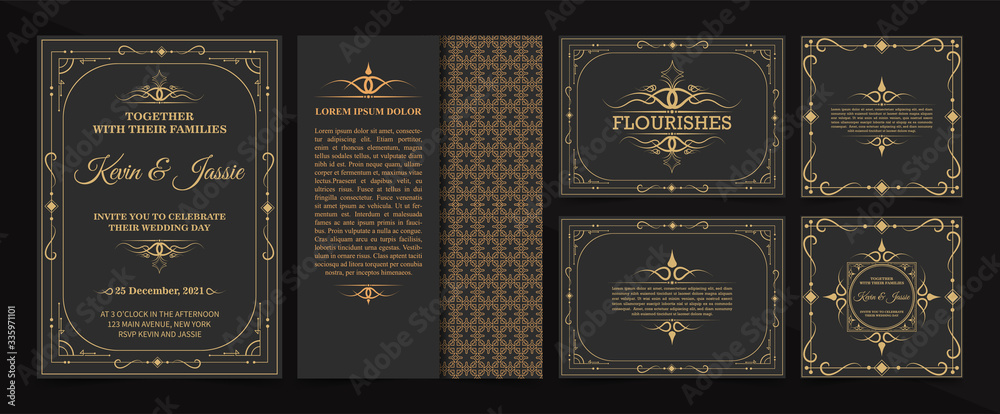 collection Invitation card vector design vintage style Stock Vector ...
