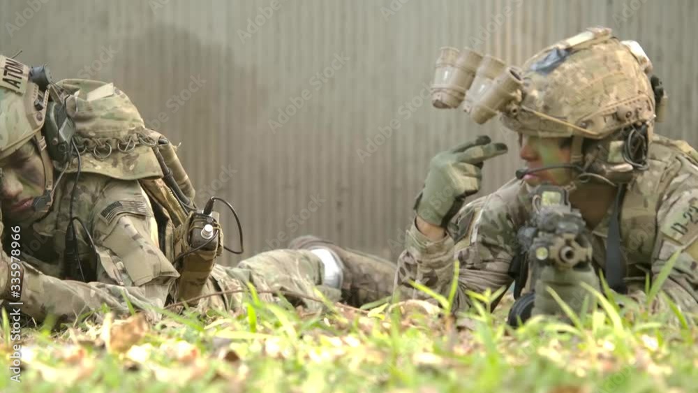 Asian army troop in war wearing military uniform and helmet painting ...