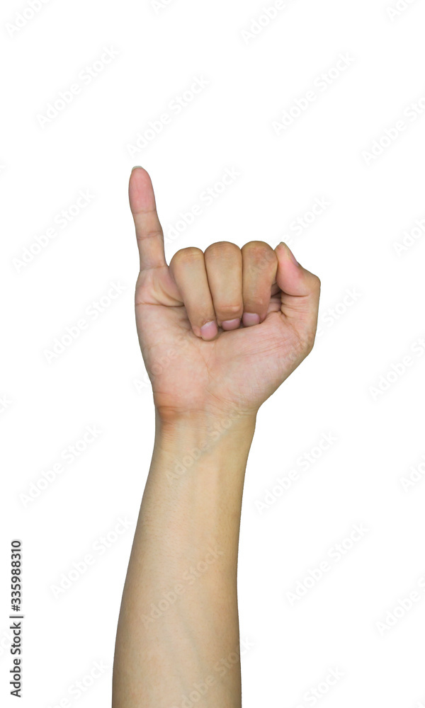 Male hand gesture and sign collection isolated on white background ...