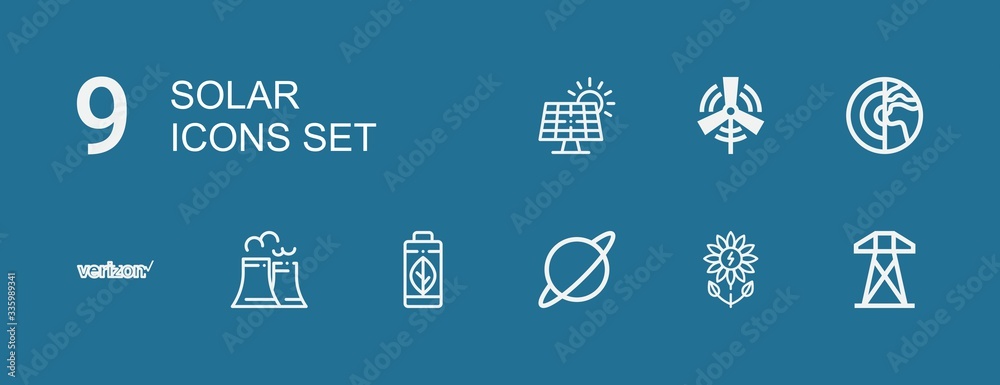 Editable 9 solar icons for web and mobile Stock Vector | Adobe Stock