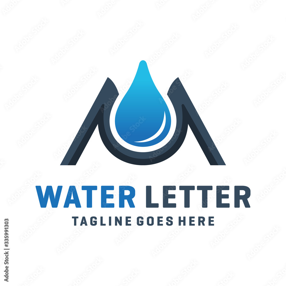 letter M water logo design Stock Vector | Adobe Stock