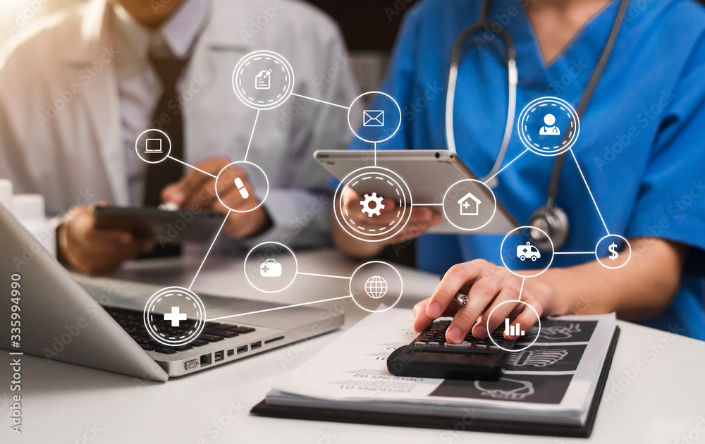 medical technology concept,smart doctor hand working with modern laptop ...