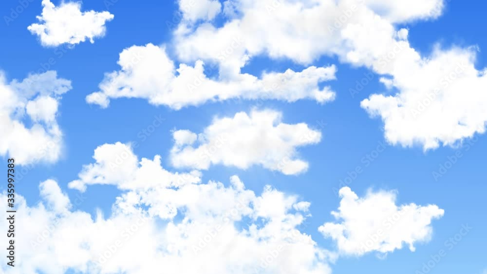 Beautiful Moving Blue Sky with White Clouds Loop Animation Background ...