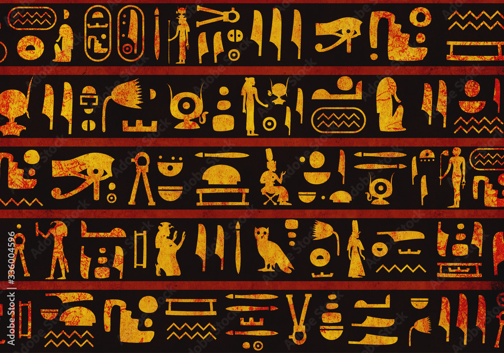 Grunge background with ancient egyptian hieroglyphs Stock Photo | Adobe ...
