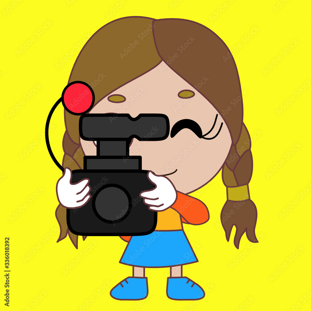 emoji with professional tv camerawoman that is shooting a video for a ...