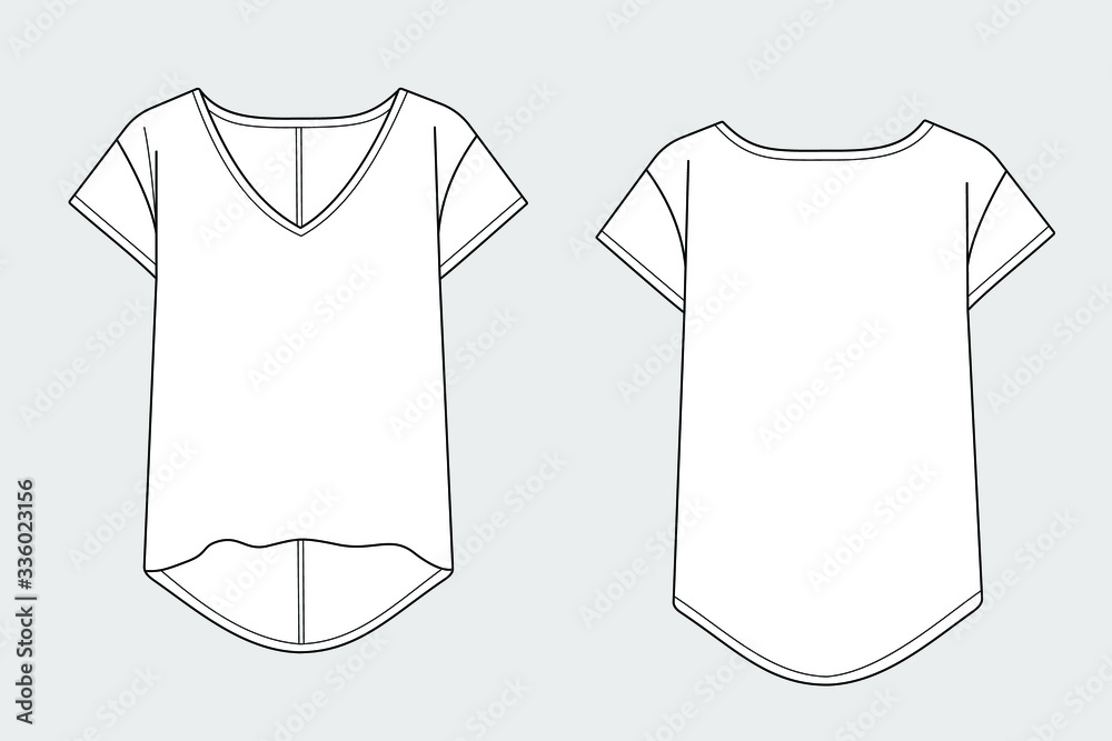Female t - shirt vector template isolated on a grey background. Front ...