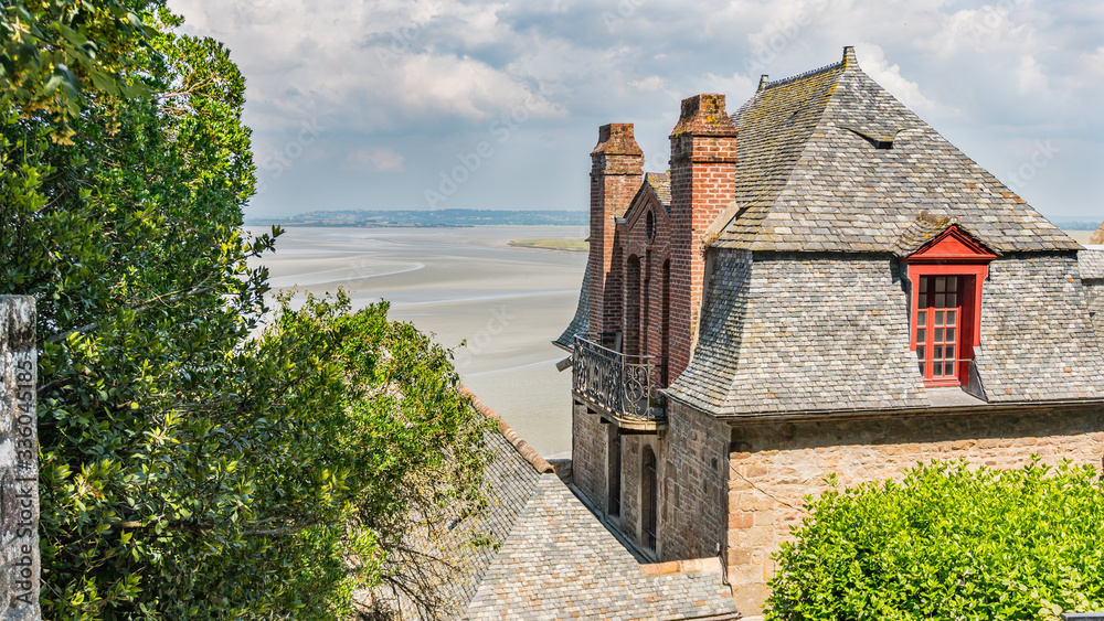 Mont Saint Michelle in France between Brittany and Normandy, a former ...
