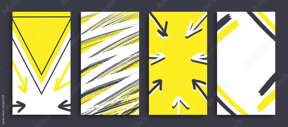 Colorful and bright story template design in yellow and black. Social ...