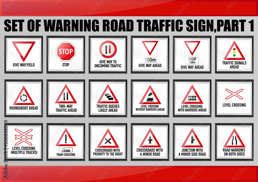 Set of warning, notification, mandatory, prohibition, priority road ... Set of warning, notification, mandatory, prohibition, priority road ...