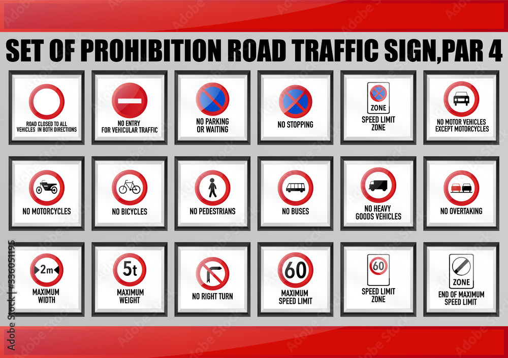 Set of warning, notification, mandatory, prohibition, priority road ...