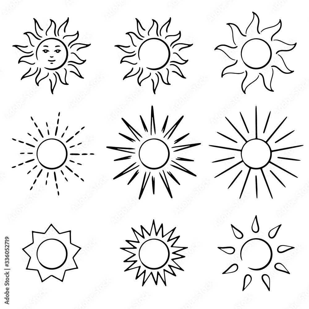 Set of hand-drawn sun icons Stock Vector | Adobe Stock Set of hand-drawn sun icons Stock Vector | Adobe Stock