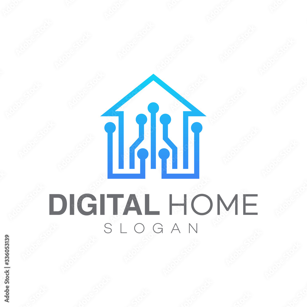 digital home logo design template vector, smart home logo design Stock ...