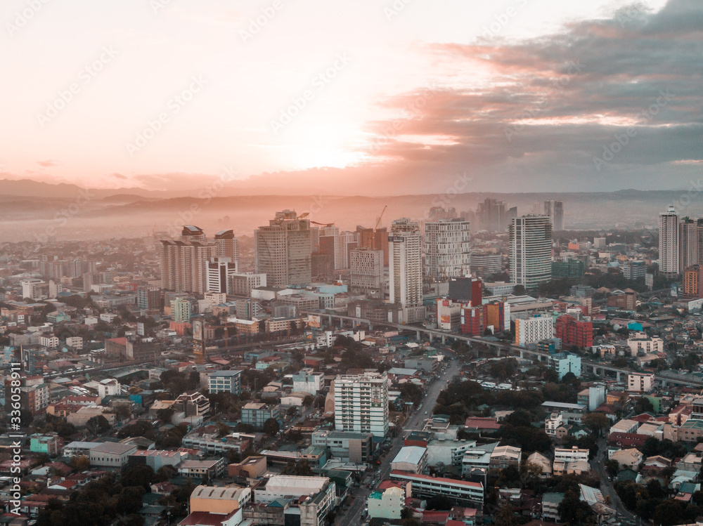Aerial Cityscape of Quezon City in Metro Manila, Philippines while ...