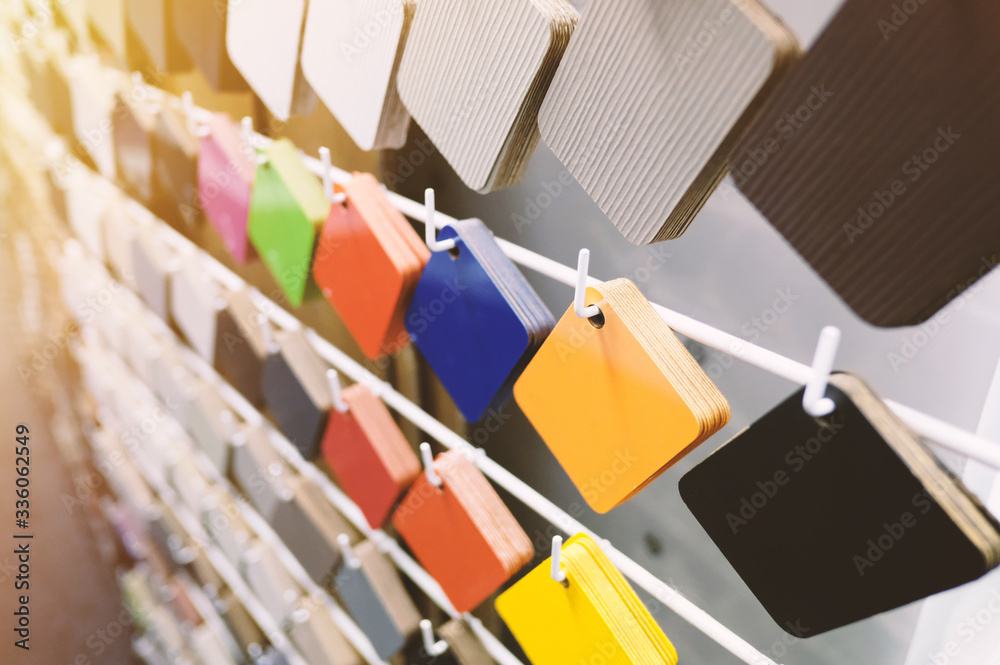 Sample of laminate board. Wooden laminate veneer material for interior ...