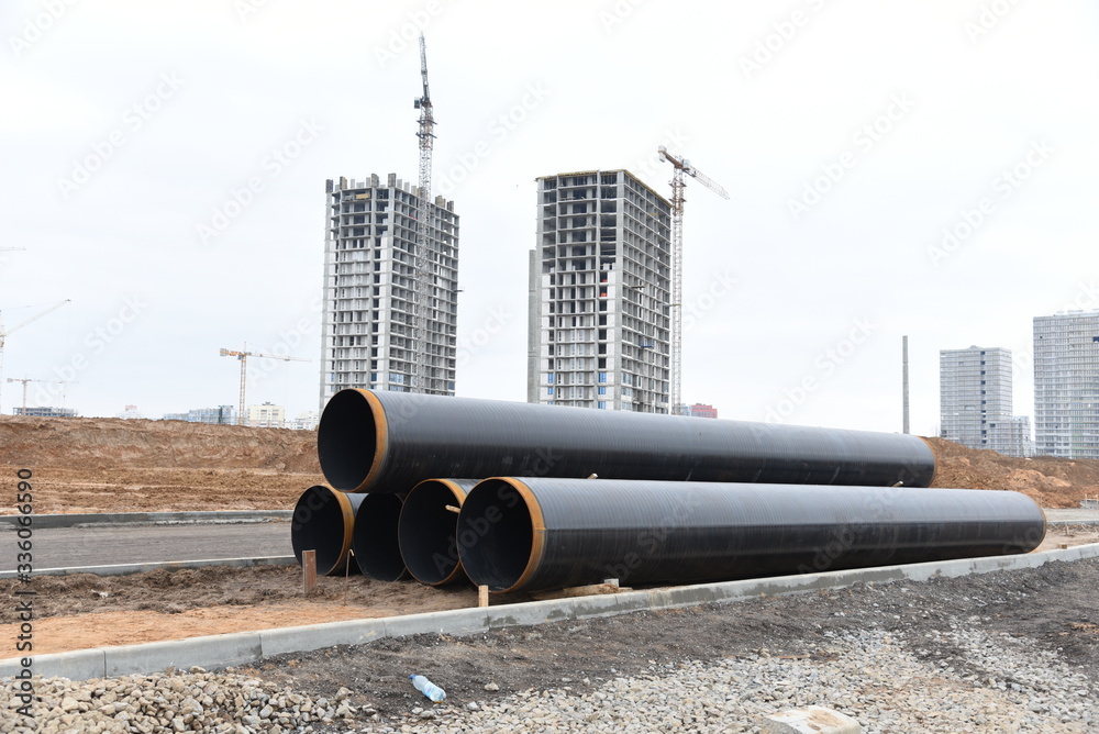 Cast iron sewer pipes for laying an external sewage system at a ...