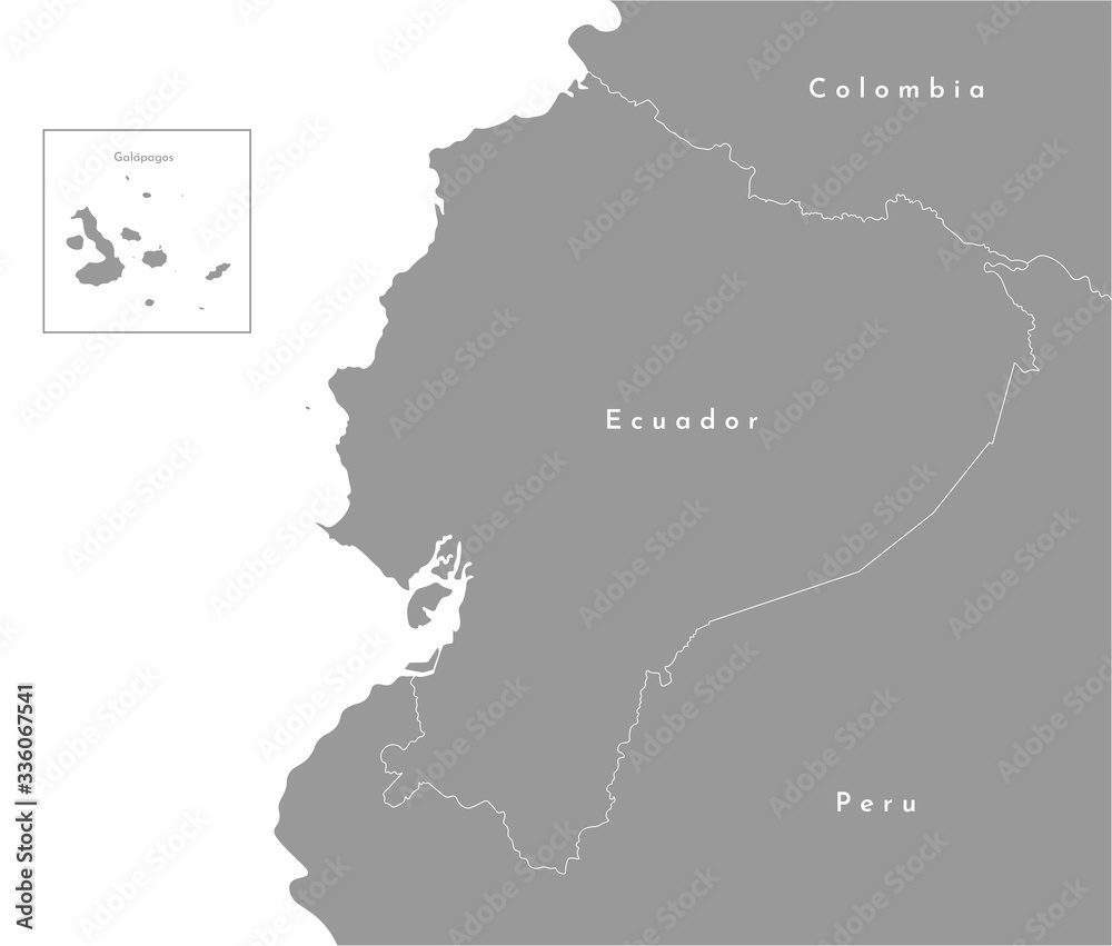 Vector illustration in gray color. Simplified political map with ...