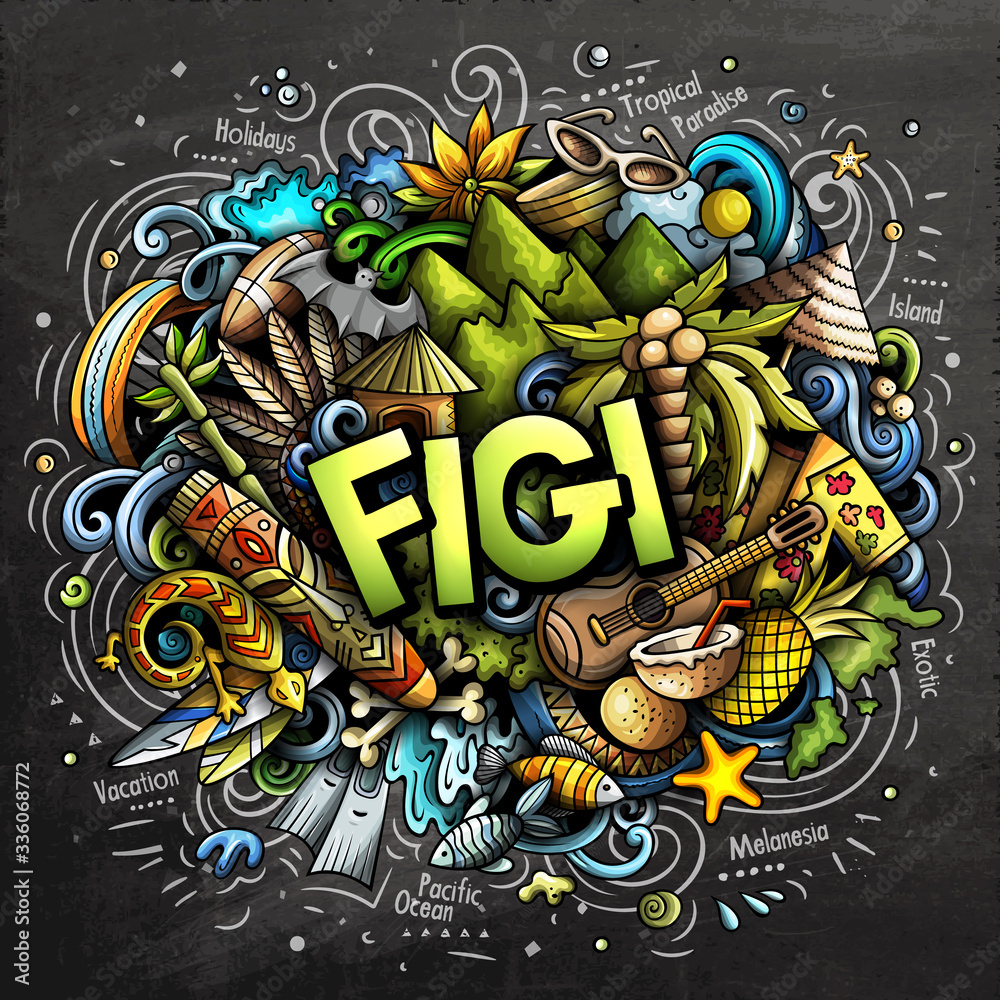 Figi hand drawn cartoon doodles illustration. Funny travel design ...