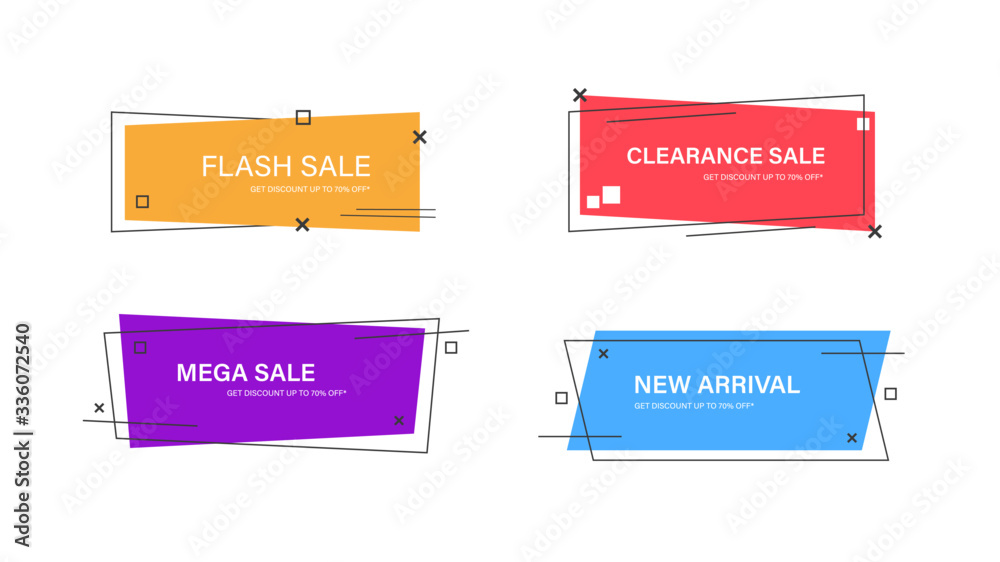 Set of modern flat geometric vector banners for web or presentation ...