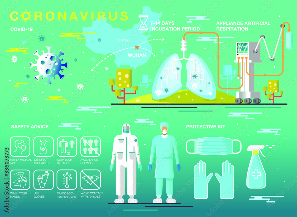 Flat design. Vector illustration about the spread of a pandemic ...