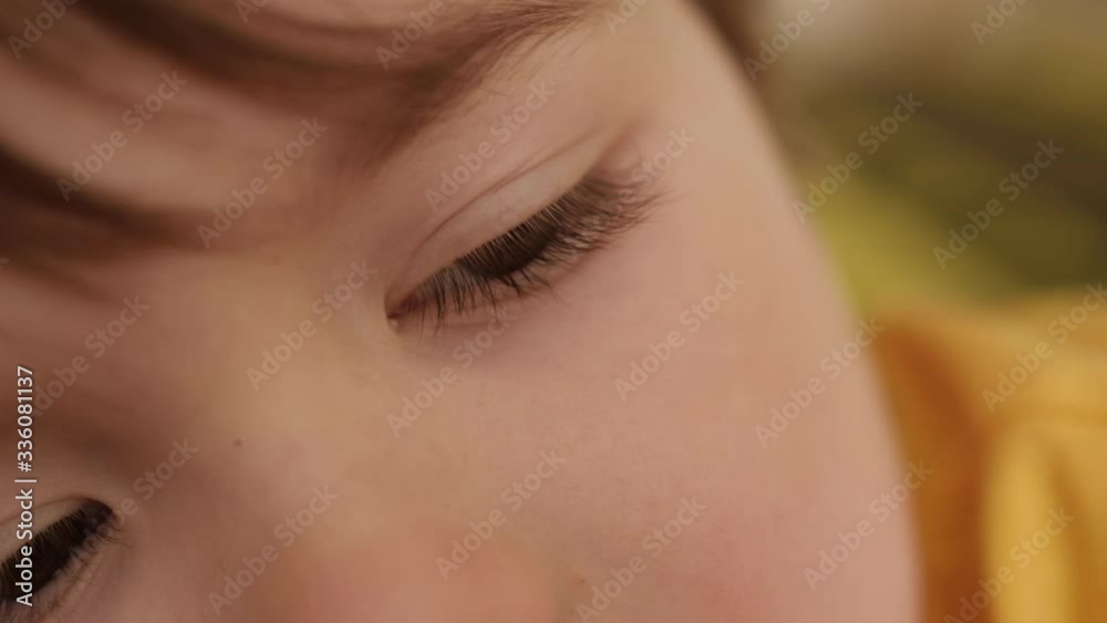 Eye of Child Looking at Camera Close Up. Portrait Closeup of Little ...