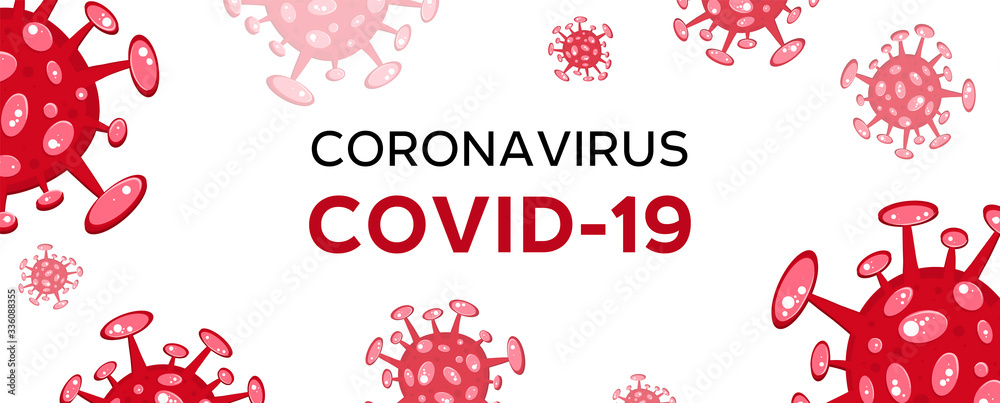 Cartoon concept coronavirus logo red COVID-19 nCov 2019 virus vector ...