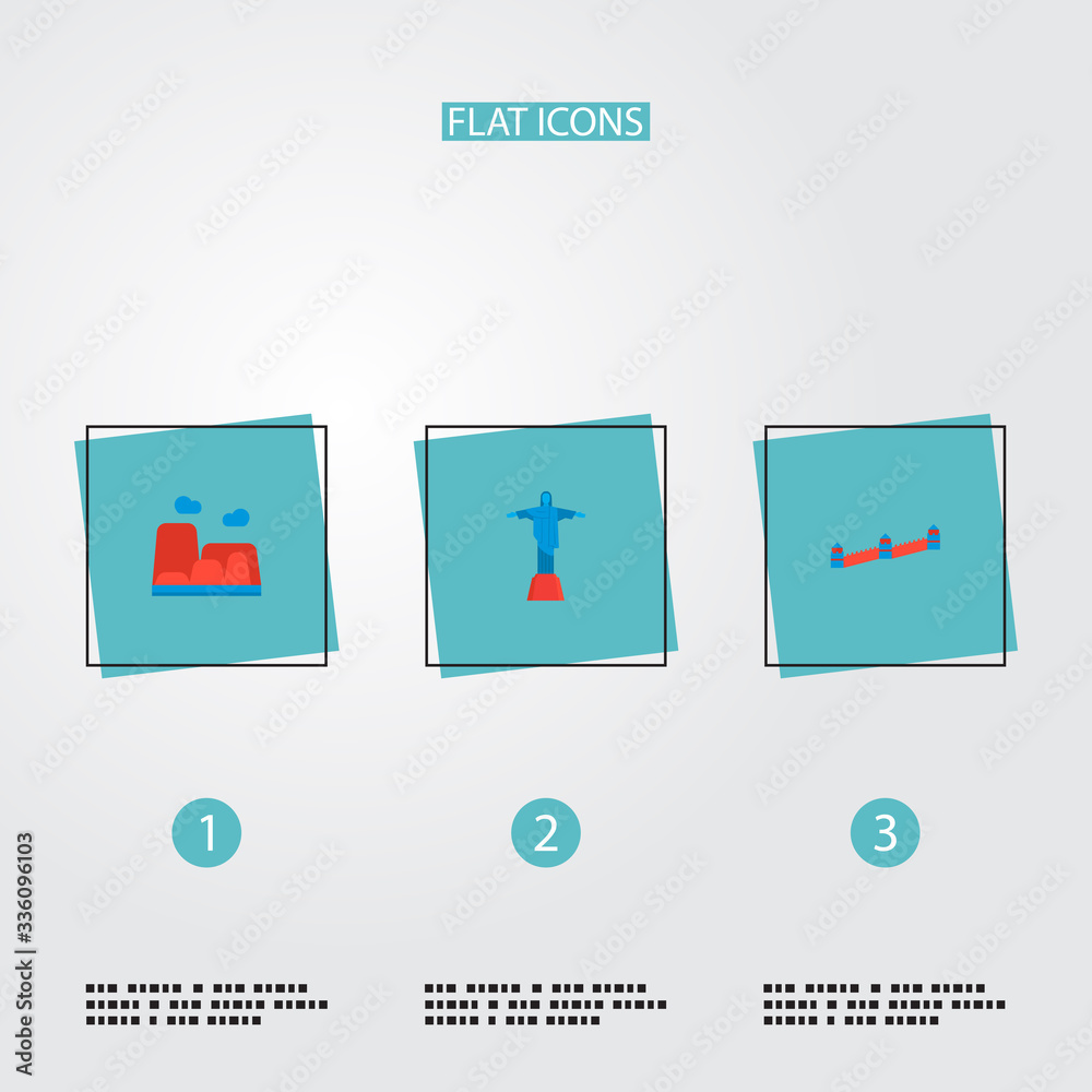 Set Of Famous Icons Flat Style Symbols With Great Wall Christ The set-of-famous-icons-flat-style-symbols-with-great-wall-christ-the