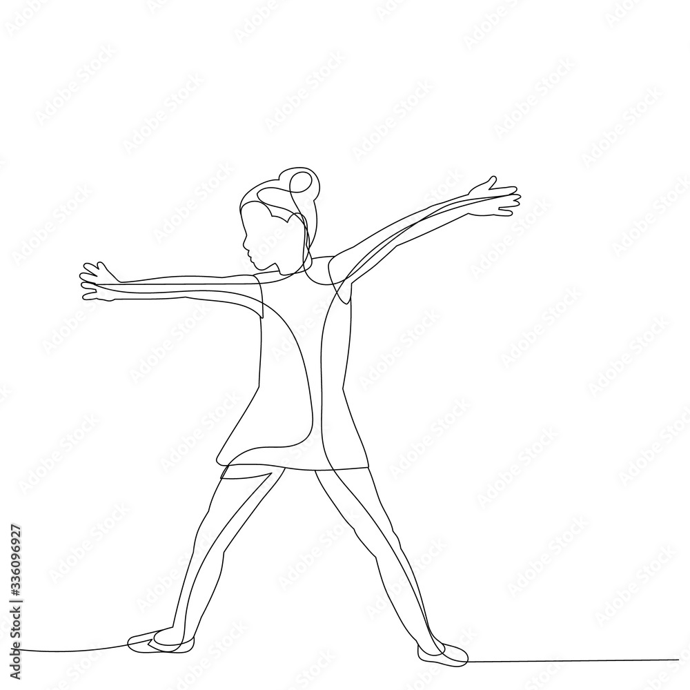 vector, isolated, drawing, one line girl dancing Stock Vector | Adobe Stock