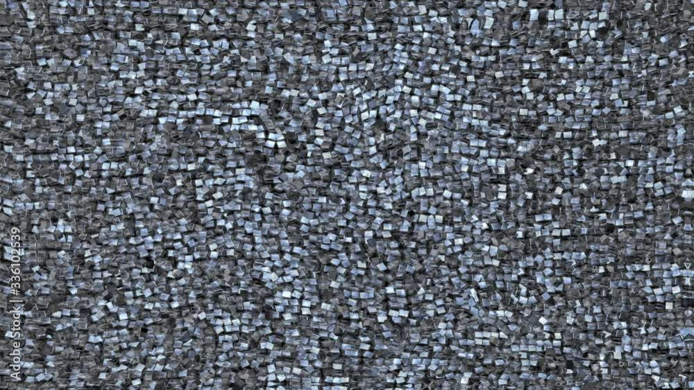 Fluidic Particle swarm made of shiny chrome cubes . Liquid metal motion ...