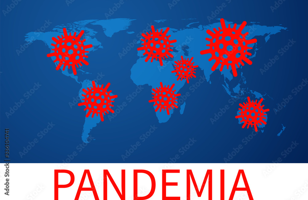 World map with red covid-19 icons. Stock Vector | Adobe Stock