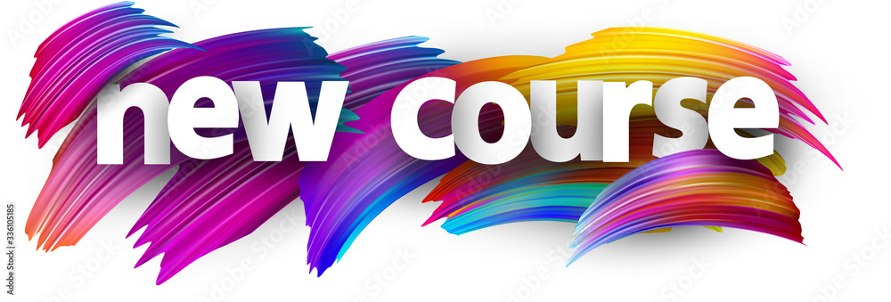 New course sign over brush strokes background. Stock Vector | Adobe Stock