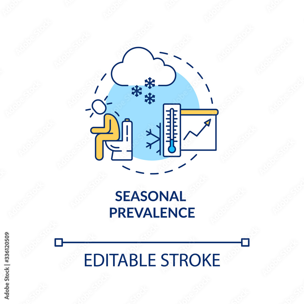 Seasonal prevalence concept icon. Epidemiology in winter. Sick human ...
