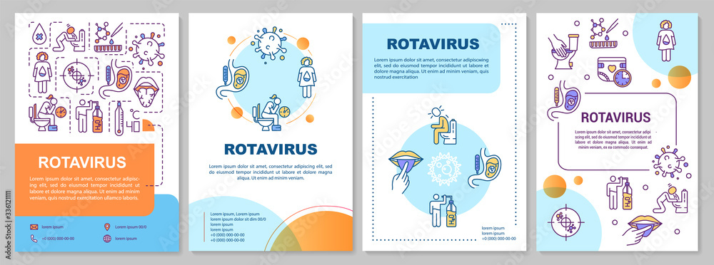 Rotavirus infection brochure template. Stomach flu transmission. Flyer, booklet, leaflet print ...