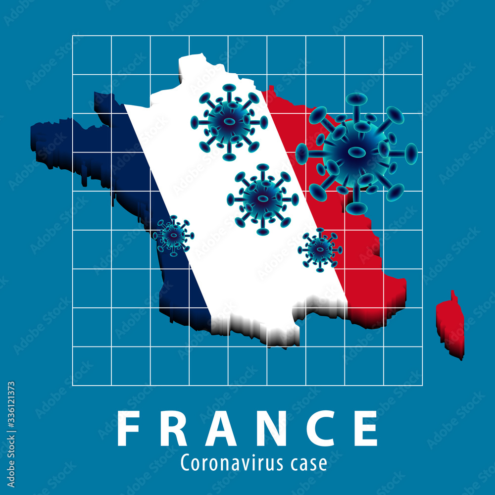 Coronavirus covid-19 map of FRANCE vector illustration with map and ...