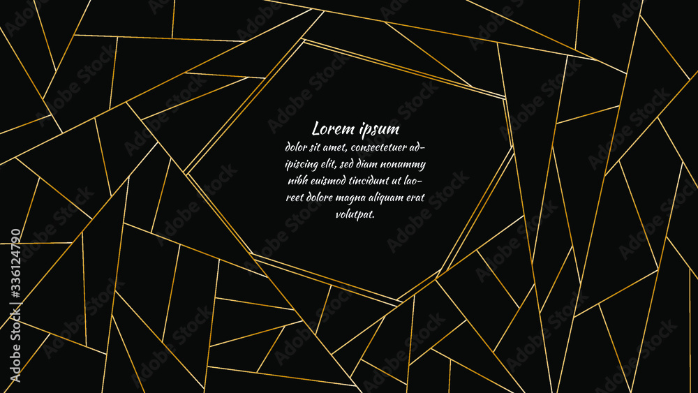 abstract black background with graphic gold lines and place for text ...