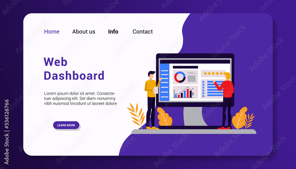 vector illustration of web dashboard landing page template flat design ...