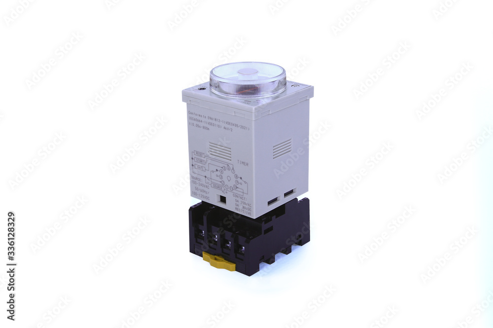 solid state time, multi range timer with socket isolate on white ...