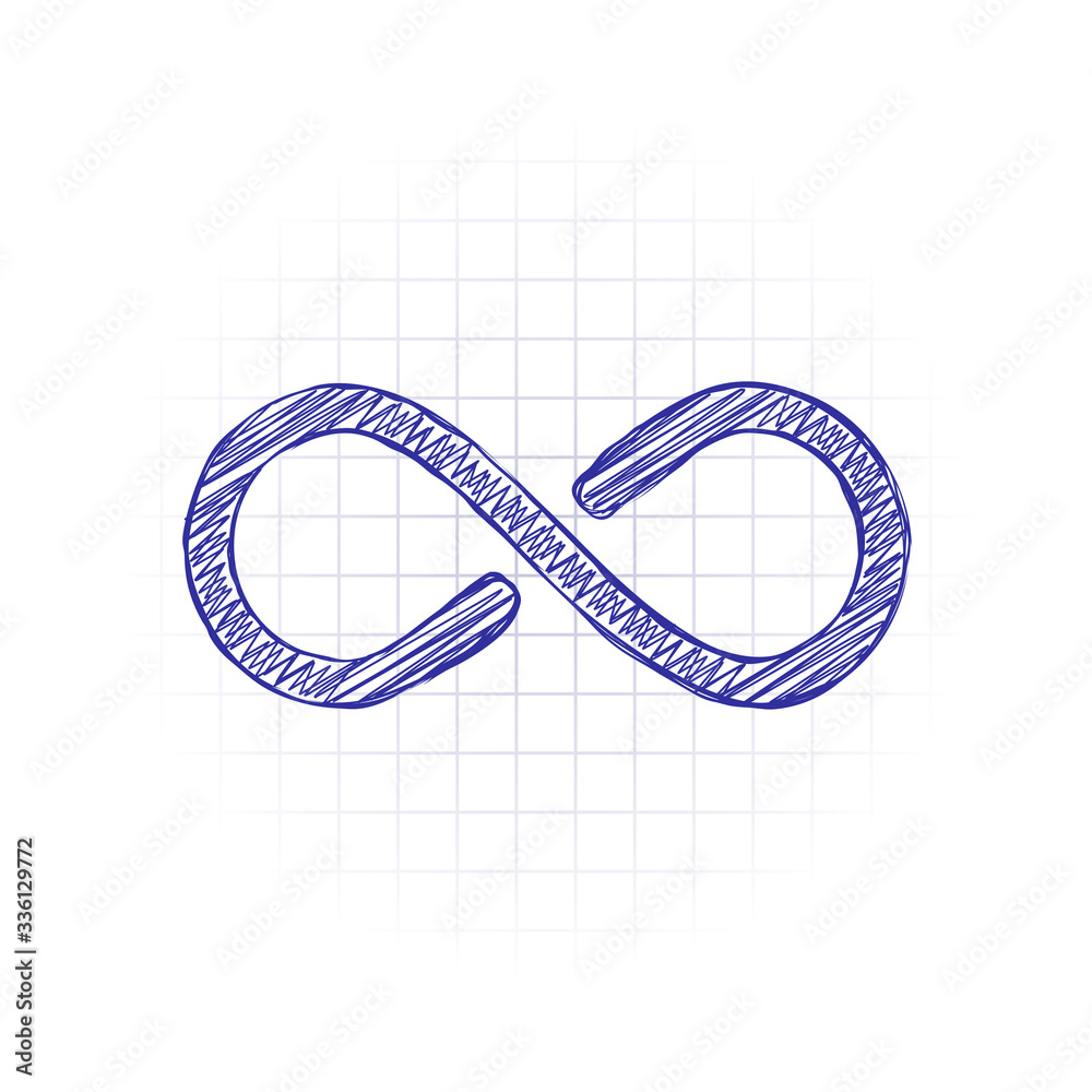 infinity symbol, simple icon. Hand drawn sketched picture with scribble ...