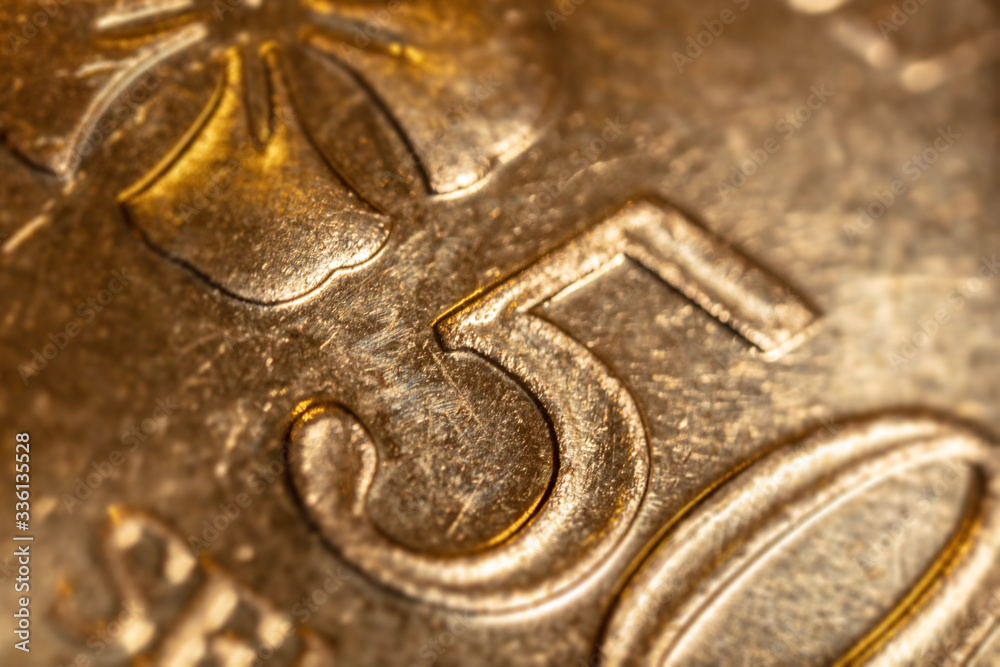 macro photography of 50 Malaysian ringgit cent. The bank negara fifty ...