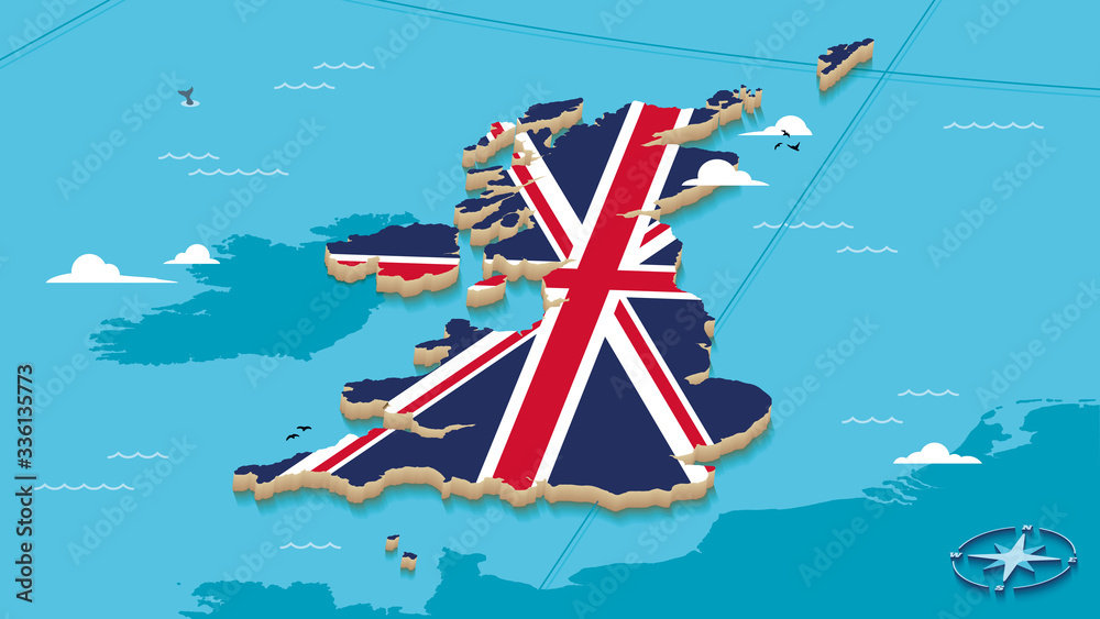 Map Of The United Kingdom With Union Jack Flag. Stock Vector | Adobe Stock
