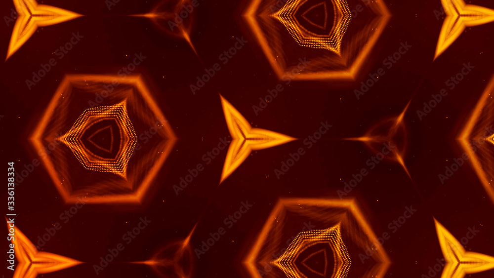Gold motion design background with symmetrical pattern. Abstract sci-fi ...
