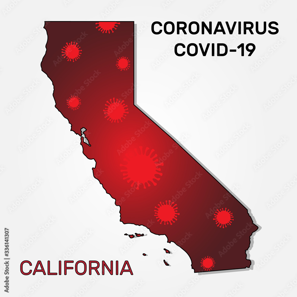Map of California state and coronavirus infection. Concept of disease ...
