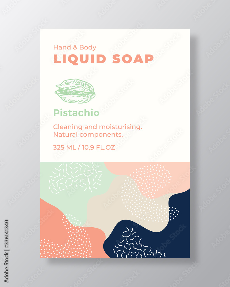 Liquid Soap Package Label Template. Abstract Shapes Camo Background ...