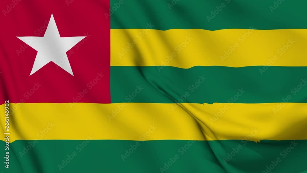 Togo flag is waving 3D animation. Togo flag waving in the wind ...