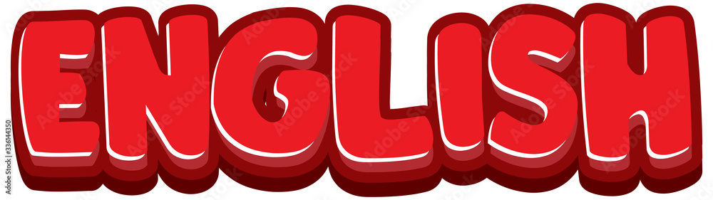 Font design for word english in red color Stock Vector | Adobe Stock