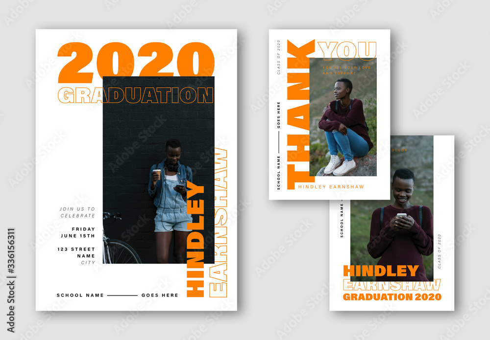 Graduation Stationery Layout Set Stock Template | Adobe Stock