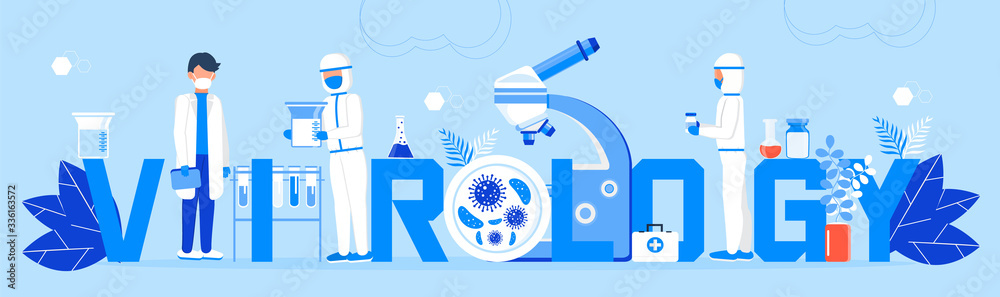 Virology concept vector. Microbiological technology, biotechnology ...